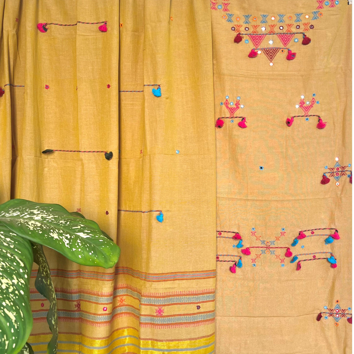 Handloom Bhujodi Kala Cotton - Pale Marigold – EthnicElement